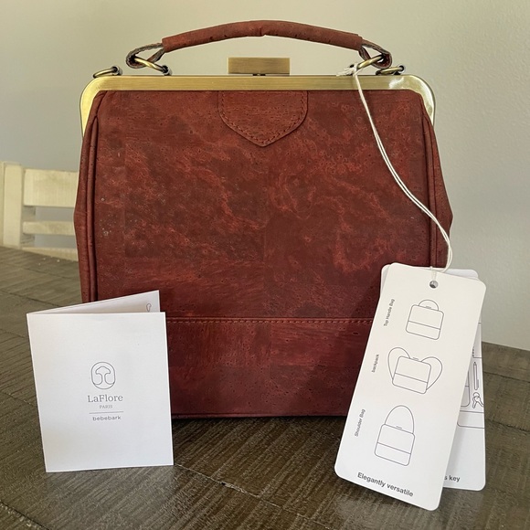 Bags | Laflore Paris Bebebark Cognac Brown Cork Crossbody Backpack ...